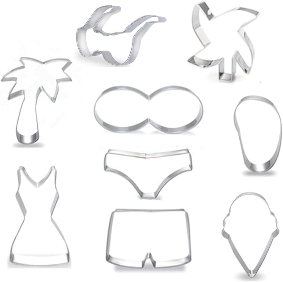 Amazon.com: Beach Themed Cookie Cutter Set - 9 Piece - Flip Flop ...