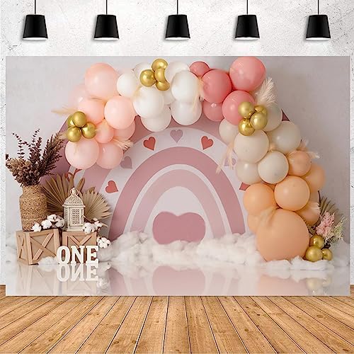 Amazon.com : Boho 1st Birthday Backdrop Pink Bohemian Style Pampas ...