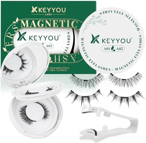 Amazon.com: KEYYOU Daily Wear Reusable Magnetic Eyelashes 2 Pair with ...