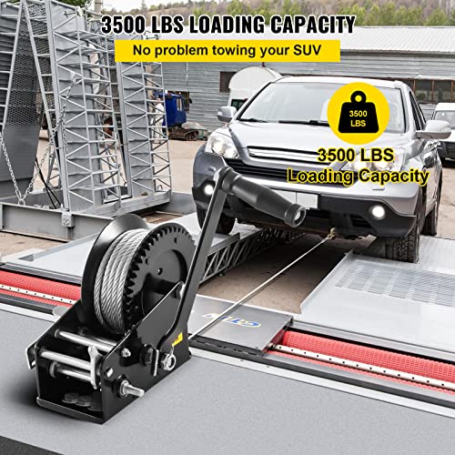VEVOR Rope Crank, 3500 LBS Capacity Heavy Duty Hand Winch with 10 m(32. ...