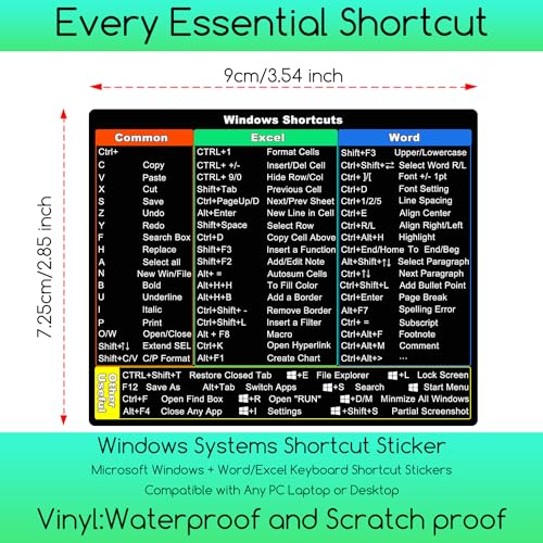 Snapklik.com : Windows 11/10 Shortcut Sticker,Microsoft Windows + Word ...