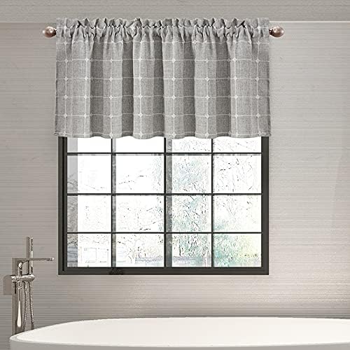 Shunjie.Home Embroidered Plaid Valances for Kitchen 54" x 18", 1 Pack ...