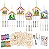 OOTSR 12 Pack Spring Wind Chime Kit for Kids, Wooden House Windchime ...