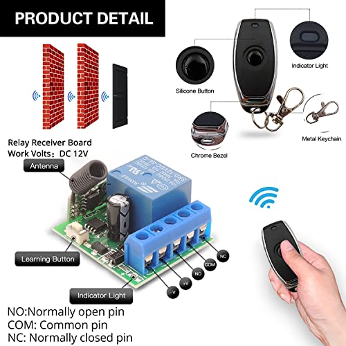 DieseRC 433Mhz Radio Control Relay Remote Control Switch RF DC 12V 1 ...