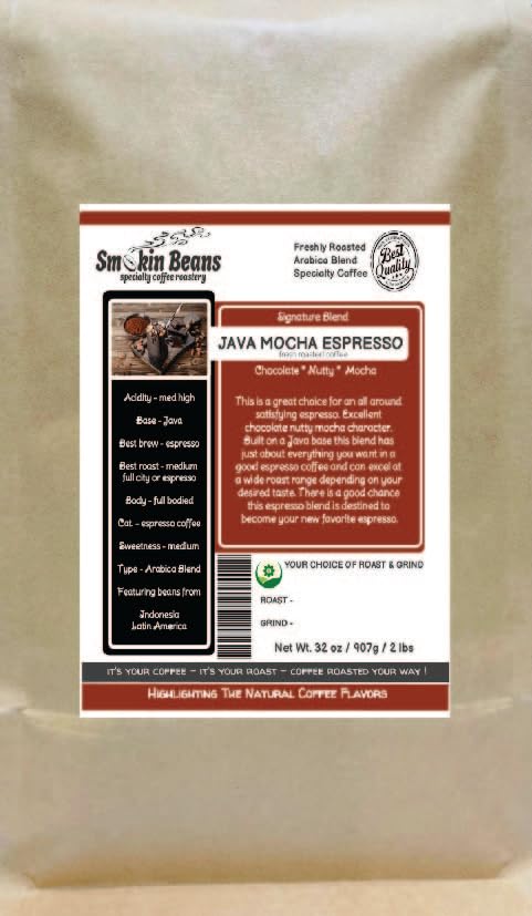 Amazon.com : Smokin Beans 2-Pound Java Mocha Espresso Freshly Roasted ...