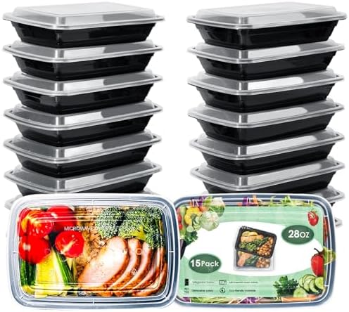 Amazon.com: Meal Prep Containers, 28oz 15 Pack Extra-thick Food Storage ...
