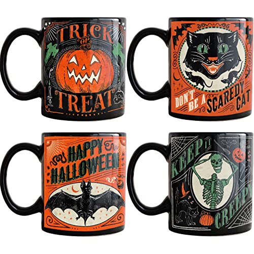 Amazon.com: Vintage Halloween Scaredy Cat Spooky Cups - Jack o Lantern ...