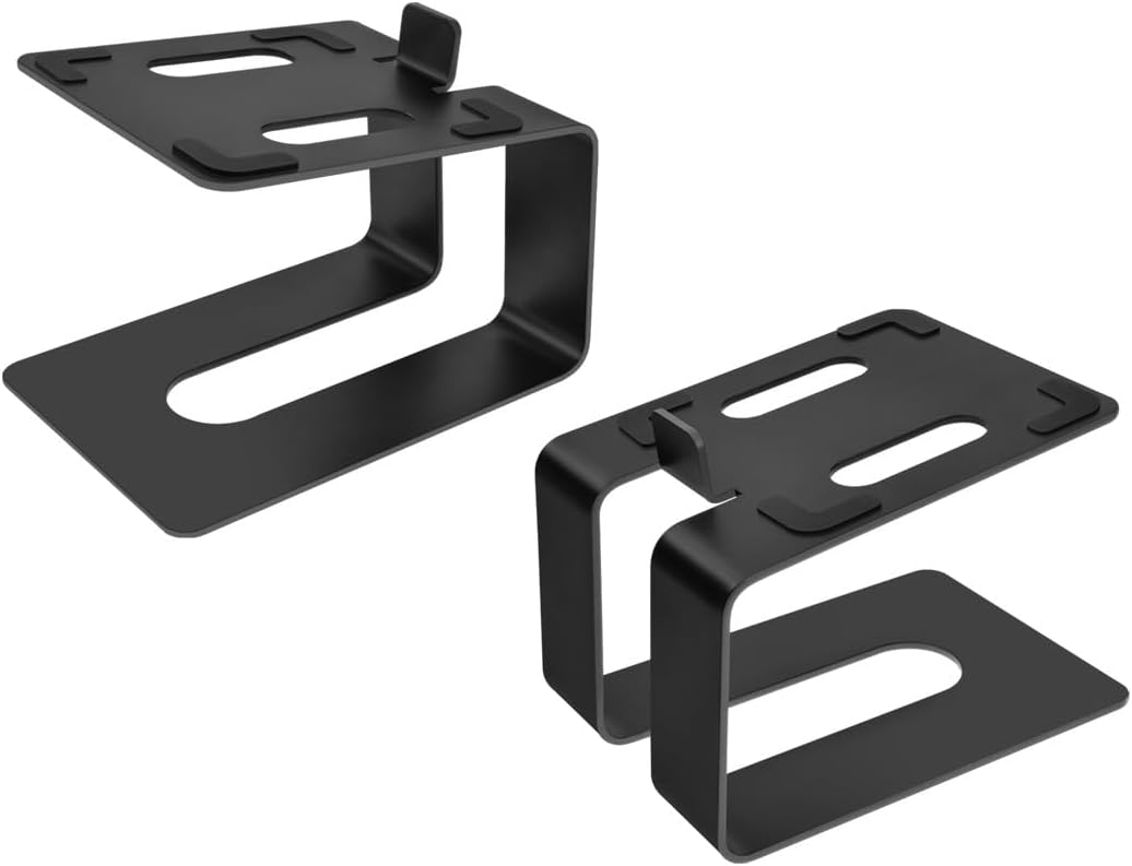 Amazon.com: Monoprice Tilted Metal Desktop Bookshelf Speaker Stands ...