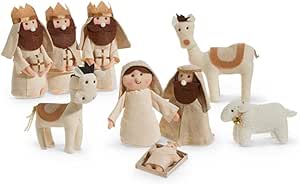 Amazon.com: RAZ Imports 9-Piece Plush Nativity Set - 6 Inch Ivory/Brown ...