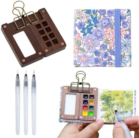 Amazon.com: Portable Sketchbook Palette Set - 8 Grids Mini Wood Travel ...