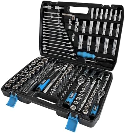 POLLOR 216 Piece Socket Spanner Set, 1/4" 3/8" 1/2" Inch Drive Ratchet ...