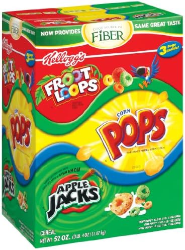 Amazon.com: Kellogg's, Cereal Fun Pak, Variety Pack, 8-Count, Assorted ...