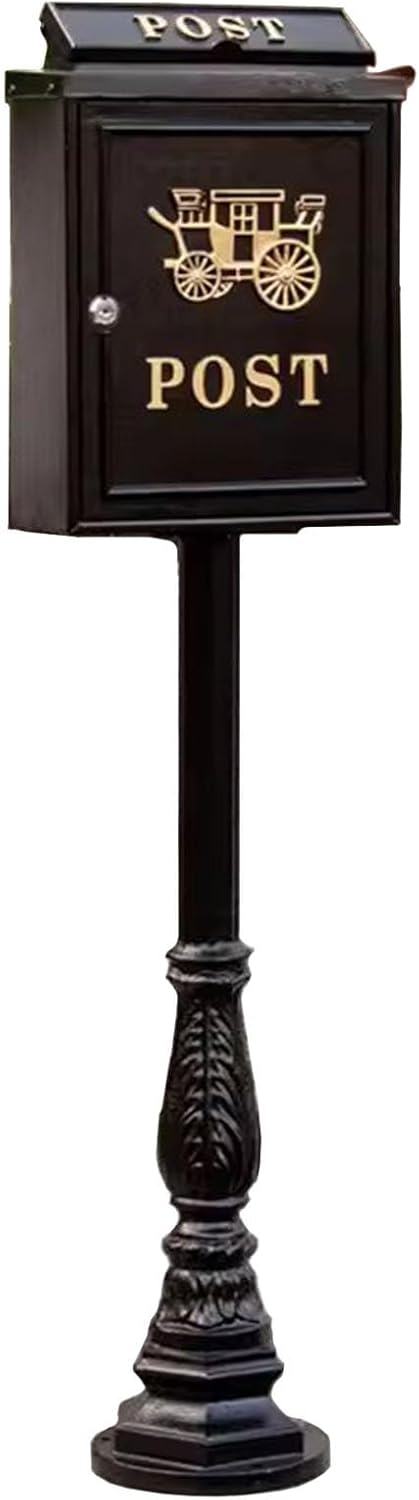 Amazon.com: 117 cm Tall Post Mount Letterbox, Rustic Stand Mailboxes ...