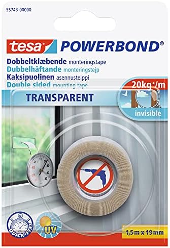 Tesa Powerbond Double Sided Mounting Tape - Transparent/Clear 1.5 m x ...