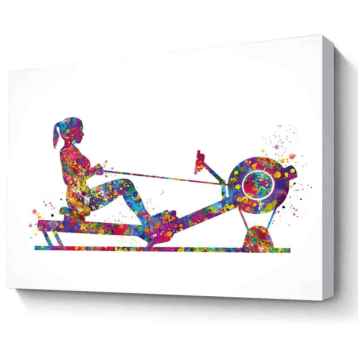 Amazon.com: MBARE Folk Art Watercolor,Rowing Woman Watercolor Print ...