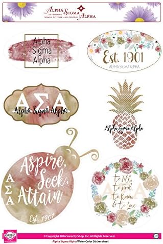 Amazon.com: Alpha Sigma Alpha - Sticker Sheet - Watercolor Theme : Arts ...