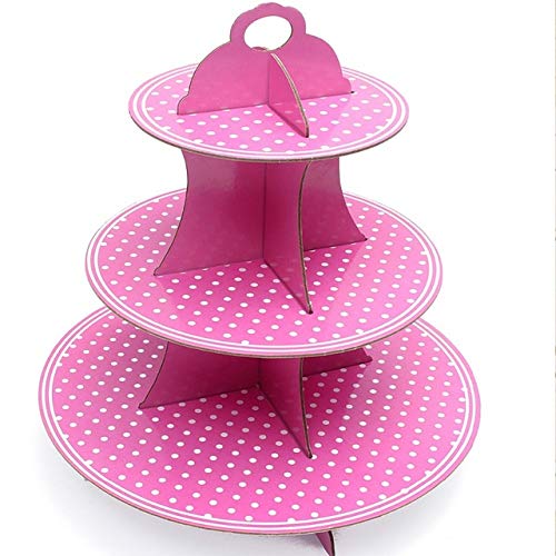 Balloonistics Pink Polka Dot 3-Tier Treat Tree Cupcake Stand Paper Cake ...