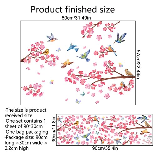 Window Stickers Cherry Blossom Branch Stickers Birds Tree Branch Window ...