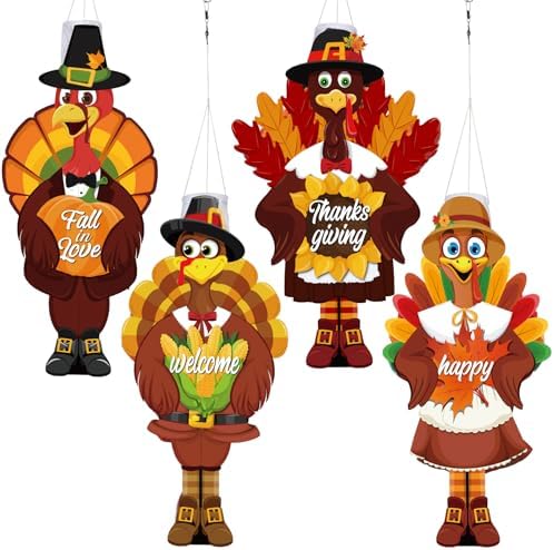 Amazon.com : Moucuny 4 Pcs Fall Windsock Thanksgiving Windsocks Flag ...