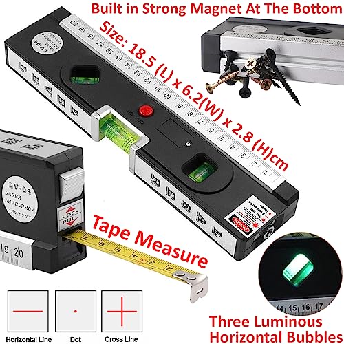 Multipurpose 4 in 1 Laser Level – Level Tool Kit with Retractable ...