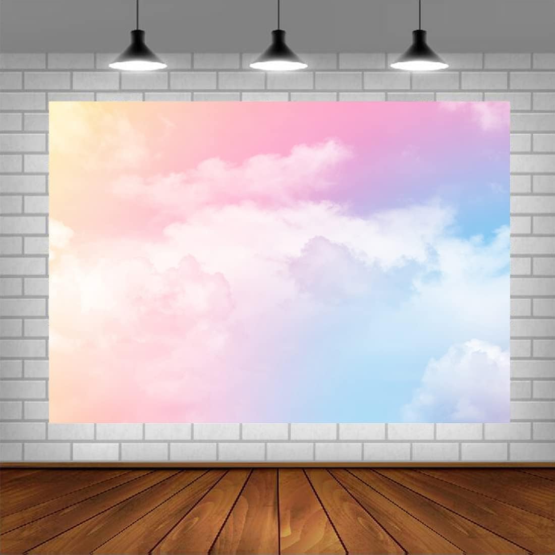 Amazon.com : AIIKES 7X5FT Rainbow Cloud Birthday Backdrop Gradient ...
