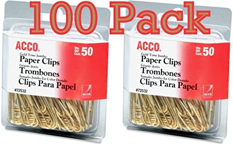 Amazon.com : ACCO Brands Value Pack of 100 ACCO Gold Tone Jumbo Paper ...