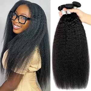 Amazon.com : Kinky Straight Human Hair Bundles Yaki straight 3 Bundles Human Hair For Black ...