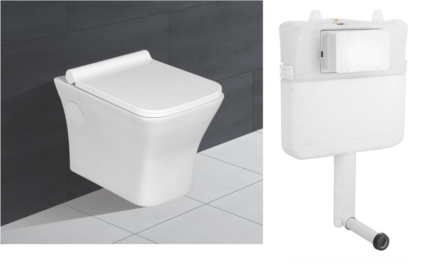 Buy Combo of Wall ed/Wall Hung Western Toilet/Commode/EWC Square with ...