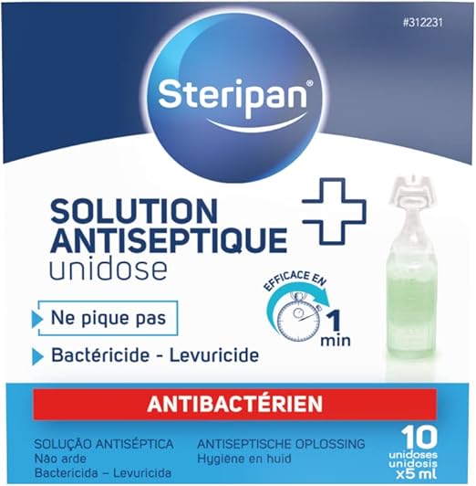 Steripan - Solution Antiseptique Unidose - Ne Pique Pas - Élimine 99,9% ...
