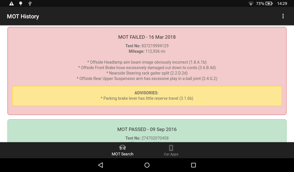 MOT History Check - App on the Amazon Appstore