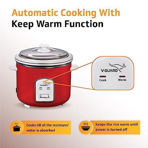 V-Guard VRC 1.8 Litre Electric Rice Cooker, 5 Years Heating Plate & 2 ...