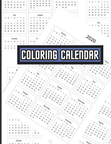 Coloring calendar: 12 monthly calendar pages surrounded by relaxing ...