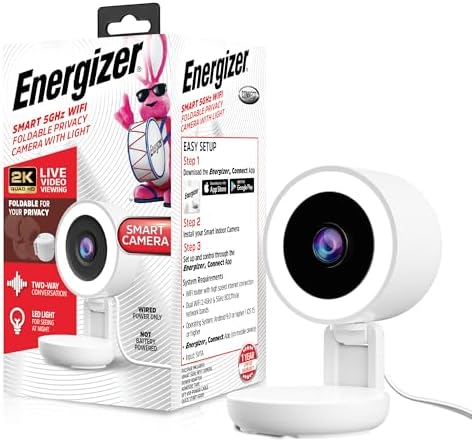 Amazon.com : Energizer Smart 2K Wired Indoor Camera with Light for ...