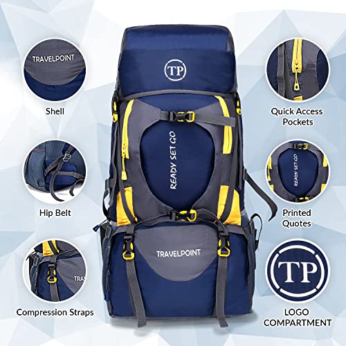 Buy TRAVEL POINT 60L Waterproof Travel Backpack with separate shoe ...