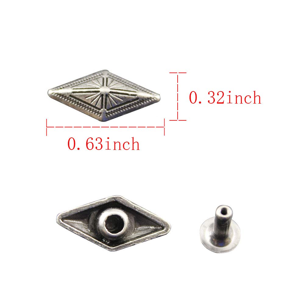 Leather Crafting Supplies 30-Piece Diamond Shape Leather Craft Conchos ...