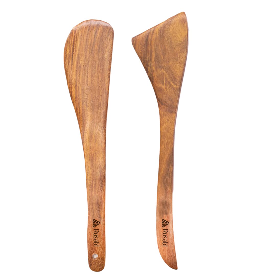Buy Rusabl (Pack of 2) 100% Pure Sheesham Wooden Spatulas, Premium ...