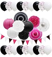 Amazon.com: Meiduo Blue Party Decorations Hanging Paper Fans Pom Poms ...