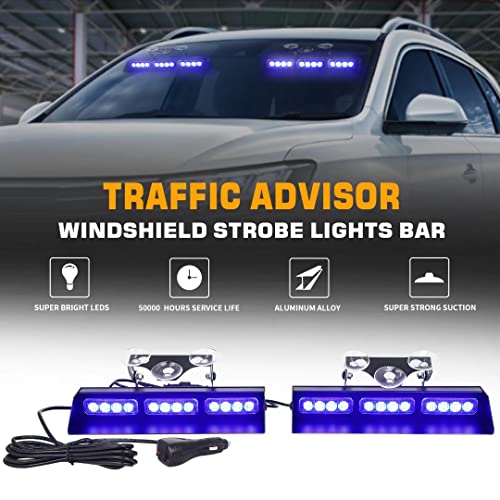 Snapklik.com : 2x 10 Inch Blue Emergency Lights Windshield Lights 24 ...
