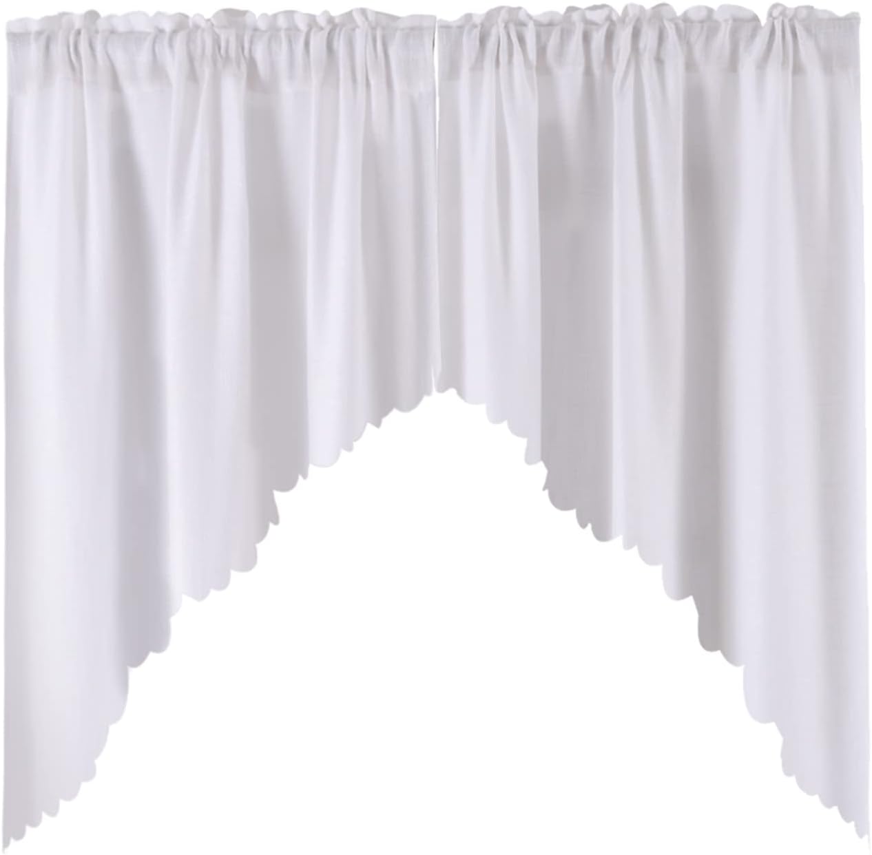 Amazon.com: VORTTA White Burlap Look Swag Curtains Soft Half Window ...