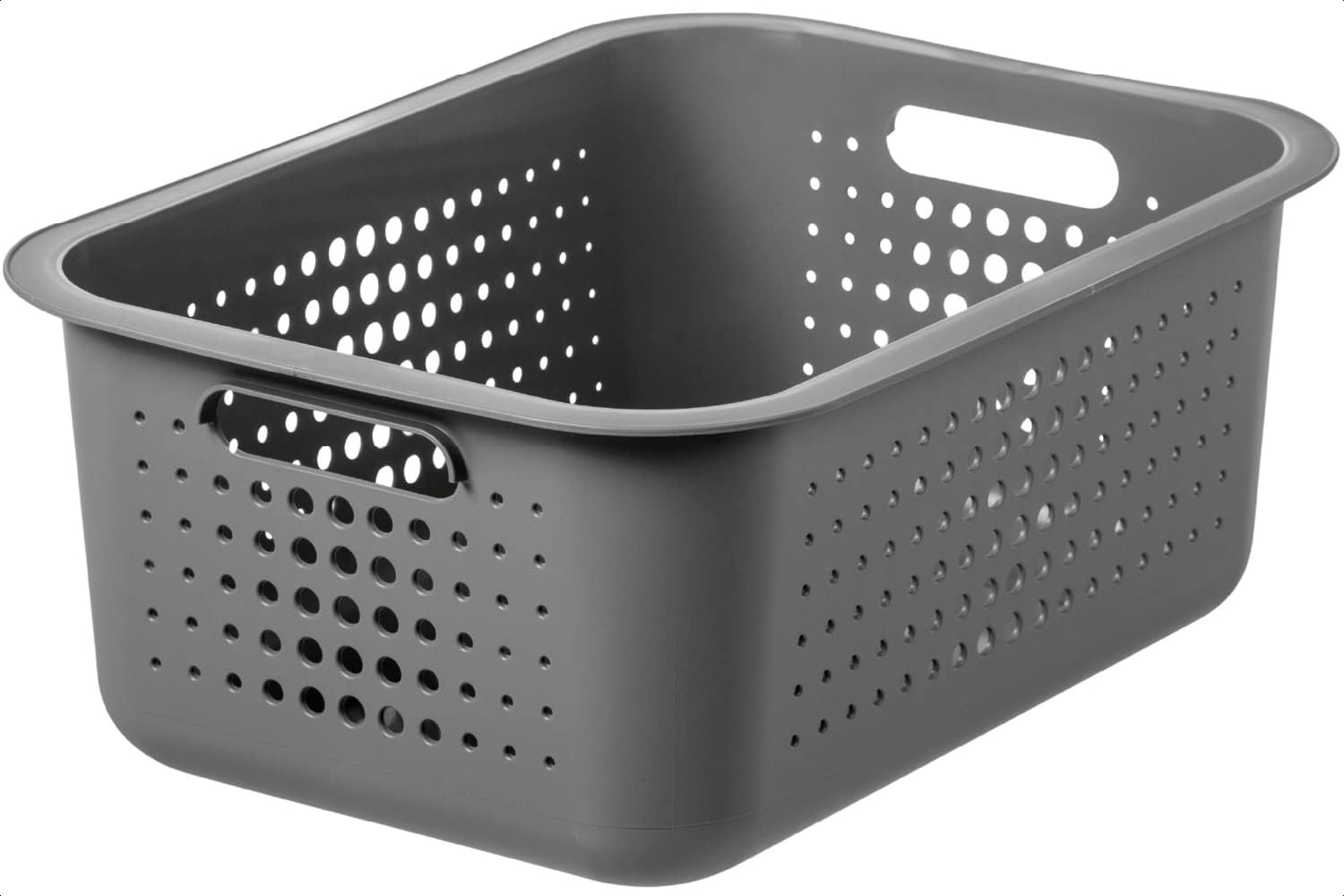 Curver My Style Medium Rectangular Storage Basket, Dark Brown, 13 Litre ...