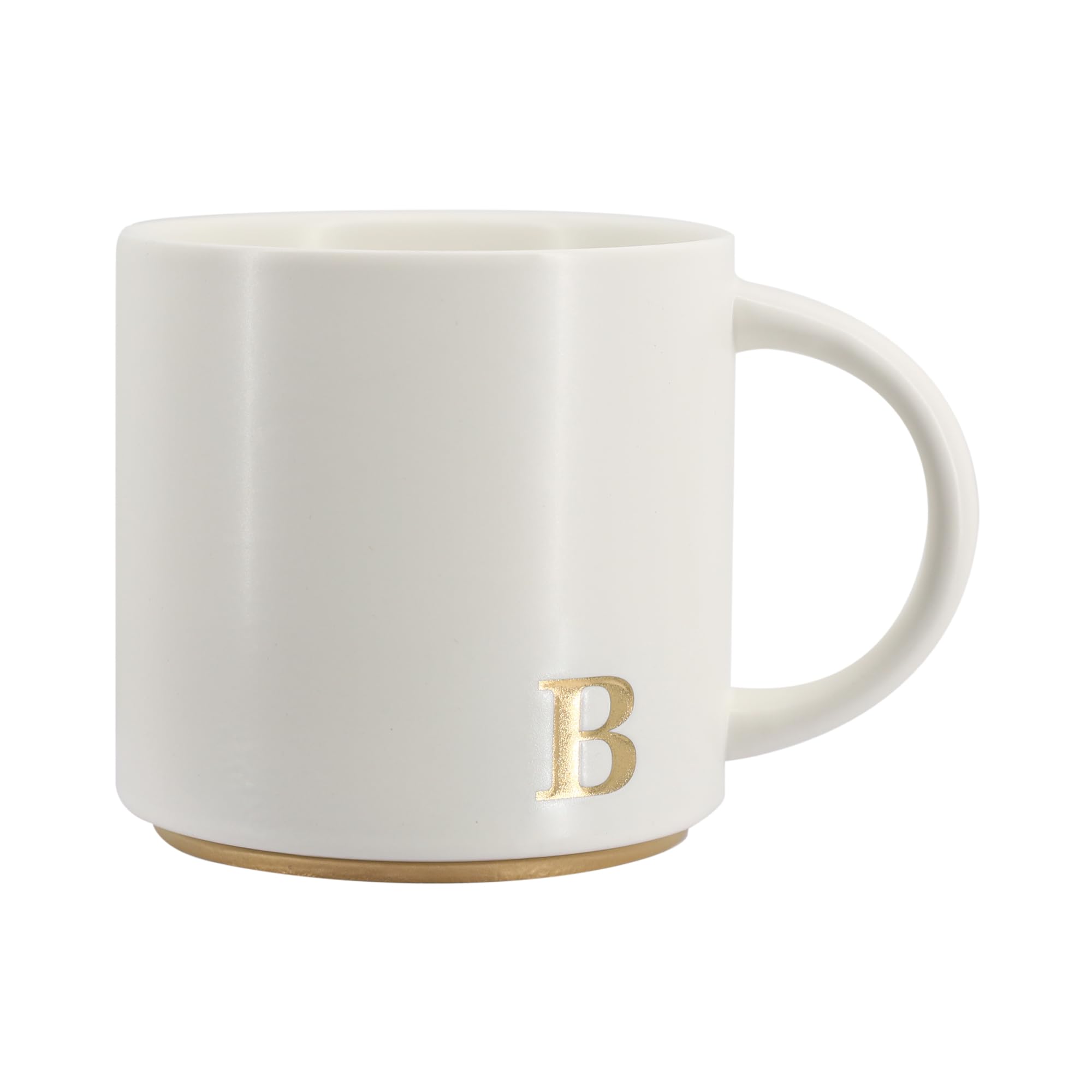 Amazon.com: COLLECTIVE HOME - Monogram Ceramic Mugs, 15 oz Golden ...
