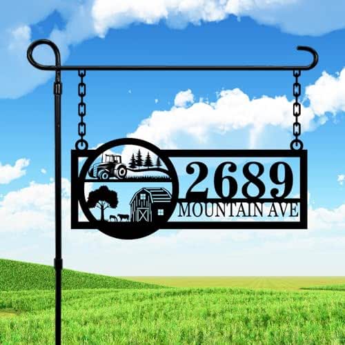 Amazon.com: Custom Metal Hanging Address Sign Personalized Farm Address ...