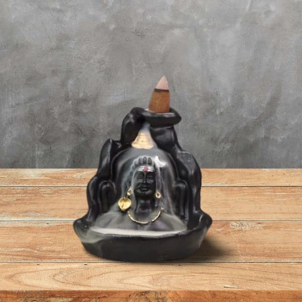 Buy Inakshi Porcelain Adiyogi Dhyana mudra Smoke Fountain Figurine with ...