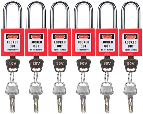RealPlus Lockout Tagout Lock, 6pcs Keyed Alike Safety Locks, 2 Keys Per ...