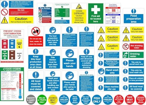 Complete Kitchen Safety Signs Sticker Packs 34 pack - Compliance in ...