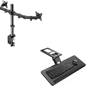 Amazon.com: ErGear Dual Monitor Desk Mount & Keyboard Tray Under Desk ...