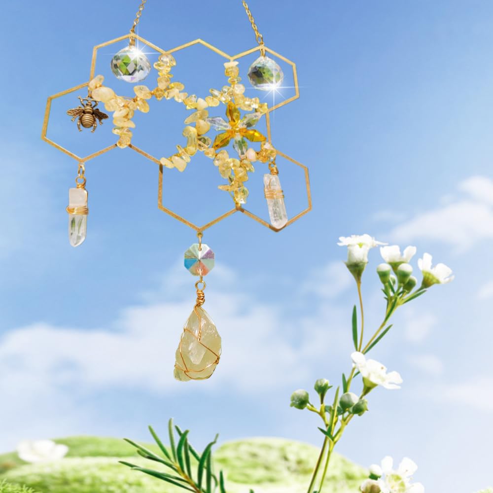 Amazon.com : WEISIPU Hanging Crystal Prisms Pendants, Honeycomb Prism ...