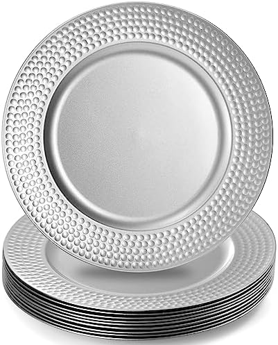 Amazon.com | Vesici 12 Pcs Stainless Steel Charger Plates 13 Inch Round ...