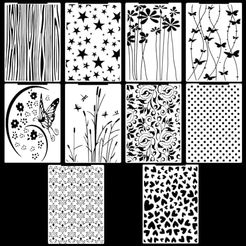 Sixfolo Embossing Folders 10 Pcs Plastic Embossing Folders for Card Making Assorted Pattern ...