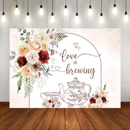 Amazon.com: Jollyboom Coffee Backdrop, Love is Brewing Bridal Shower ...